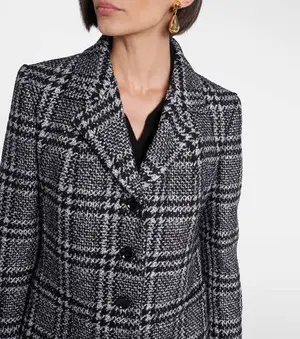 Dolce & Gabbana Checked Wool, Silk, And Llama-blend Jacket