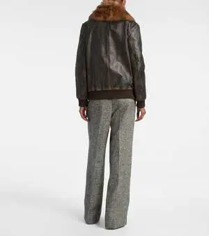 Dolce & Gabbana Shearling-trimmed Leather Bomber Jacket