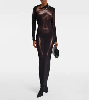 JEAN PAUL GAULTIER Trompe L'oeil Mesh Maxi Dress - Multicoloured
