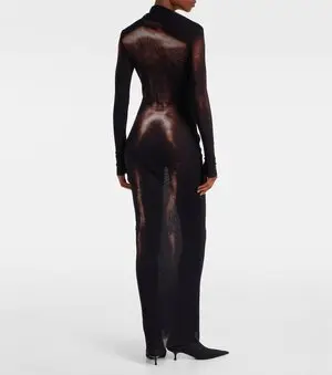 JEAN PAUL GAULTIER Trompe L'oeil Mesh Maxi Dress - Multicoloured