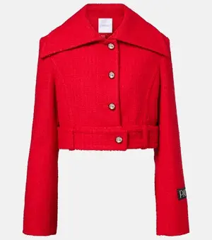 PATOU Cropped Wool-blend Tweed Jacket - Red