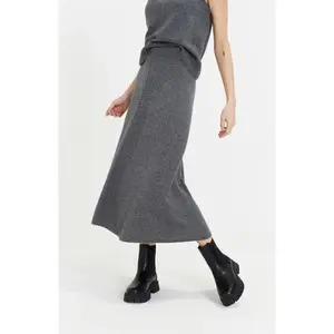 Chinti & Parker Rib-knit Midi Skirt - Grey