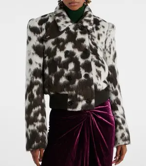 Dries Van Noten Animal-printed Wool-blend Jacket - Brown