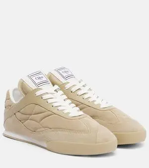 CHLOE Chloé Chloé Kick Leather-trimmed Suede Sneakers - Beige