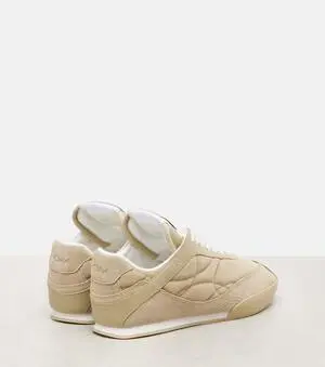 Chloé Kick Leather-trimmed Suede Sneakers - Green