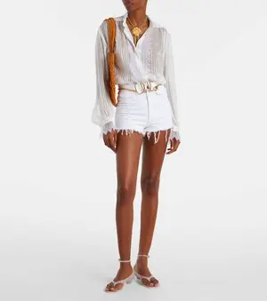 Chloé Gathered Lace-trimmed Silk Blouse