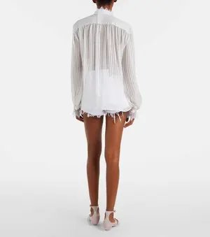Chloé Gathered Lace-trimmed Silk Blouse