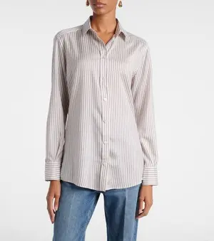 Dolce & Gabbana Striped Silk Shirt - Grey