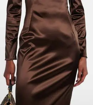 Dolce & Gabbana Satin Midi Dress - Brown