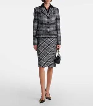 Dolce & Gabbana Checked Wool-blend Miniskirt