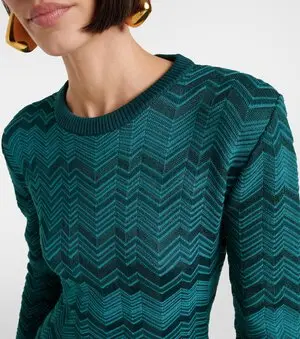 Missoni Zigzag Knitted Minidress - Green