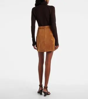 Veronica Beard Norwood Suede Miniskirt - Brown