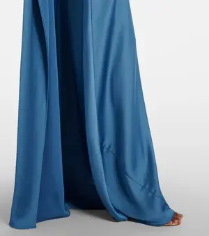 Simkhai Izel Caped Satin Gown - Blue