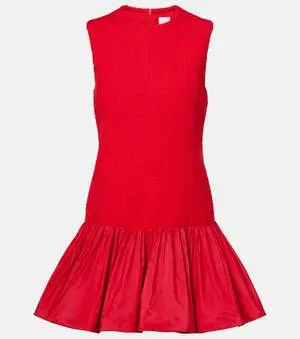 Patou Tweed And Faille Minidress - Red