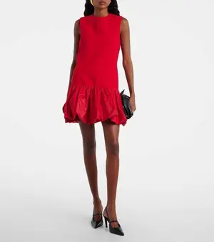 Patou Tweed And Faille Minidress - Red