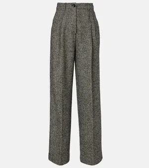 Dolce & Gabbana Pleated Wool-blend Wide-leg Trousers