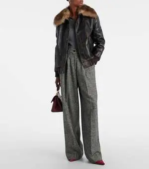Dolce & Gabbana Pleated Wool-blend Wide-leg Trousers
