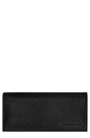 Longchamp Le Foulonné Continental Leather Wallet - Black
