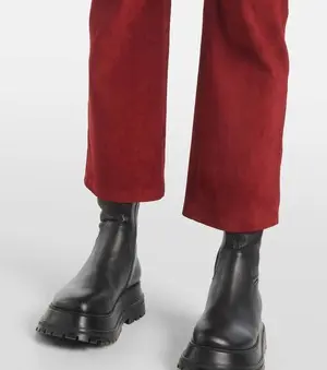 JOSEPH High-rise Suede Slim Pants
