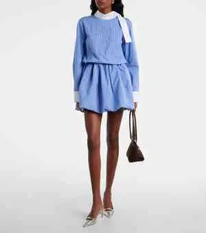 PATOU Striped Cotton Poplin Minidress