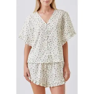 PAPINELLE Swiss Dot Short Pajamas - Rosebud Floral