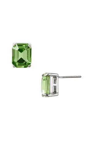 Kurt Geiger Small Stone Stud Earrings - Silver/light Green