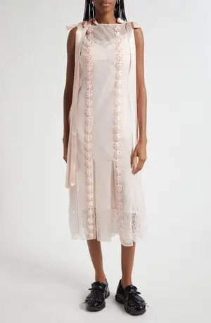 Simone Rocha Ribbon Daisy Chain Multi Slit Midi Dress