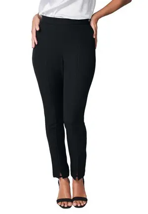 JESSICA LONDON Bi-stretch Slit Front Ankle Pant - Black