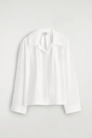 Cos Gathered Pima Cotton Shirt - White