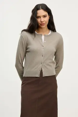Velvet By Graham & Spencer Violette Cotton Cashmere Cardigan - Gray