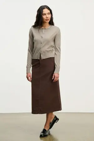 Velvet By Graham & Spencer Violette Cotton Cashmere Cardigan - Gray