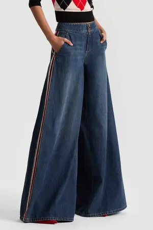 Alice + Olivia Nessi Wide-leg Jeans With Side