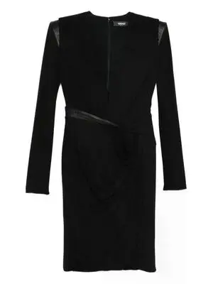 Versace Long-sleeved V-neck Midi Dress