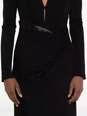 Versace Long-sleeved V-neck Midi Dress