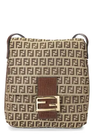 Fendi Zucchino Canvas Tube Messenger Bag - Brown