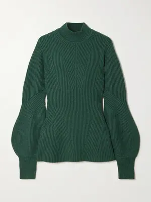 Zimmermann Ribbed Wool Peplum Sweater