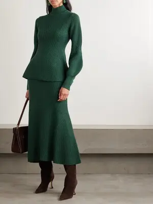 Zimmermann Ribbed Wool Peplum Sweater