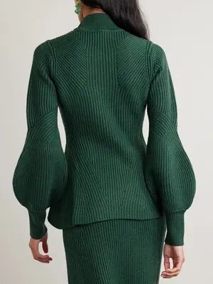 Zimmermann Ribbed Wool Peplum Sweater