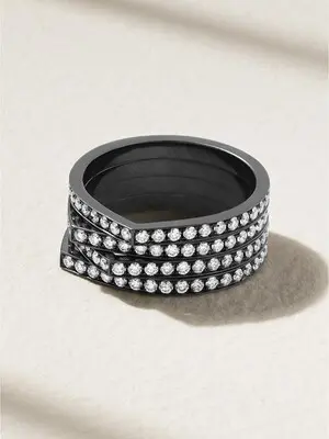 REPOSSI Antifer 14-karat Blackened Gold Diamond Ring - Black
