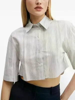 Patrizia Pepe Striped Cropped Shirt - Grey