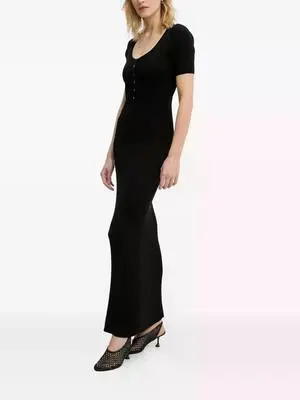HERSKIND Ribbed Knit Button-front Maxi Dress - Black
