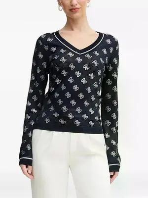 Guess 4g Logo-pattern V-neck Sweatshirt