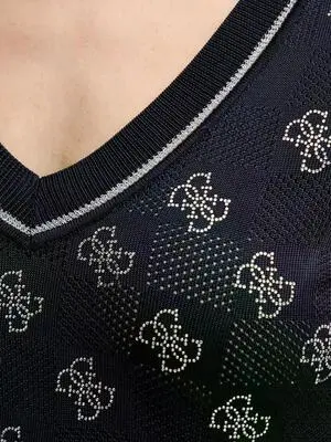 Guess 4g Logo-pattern V-neck Sweatshirt