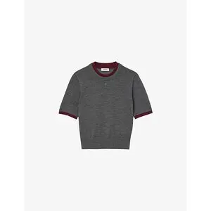 Sandro Short-sleeve Fine-knit Wool Jumper - Grey