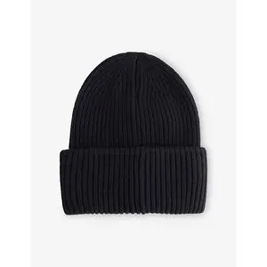 Moncler Ribbed Wool-cashmere Beanie With Logo Patch