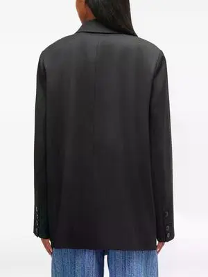 GANNI Calendered Double-breasted Blazer - Grey