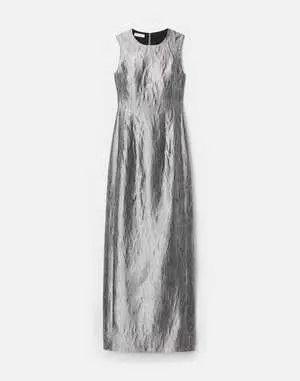 Lafayette 148 New York Metallic Jacquard Sleeveless Gown - Silver