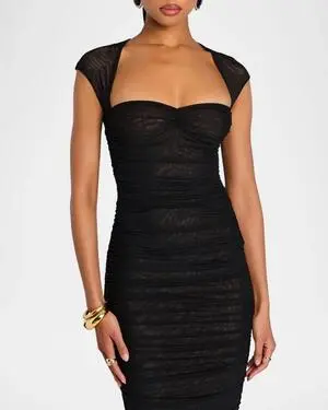 SEROYA Kylie Mesh Midi Dress - Black