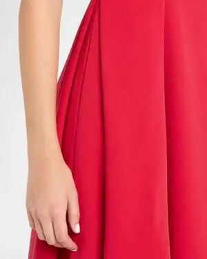 Emporio Armani Sleeveless Pleated Techno Cady Midi Dress - Red