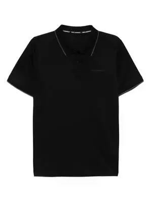 Karl Lagerfeld Logo Cotton Polo Shirt - Black